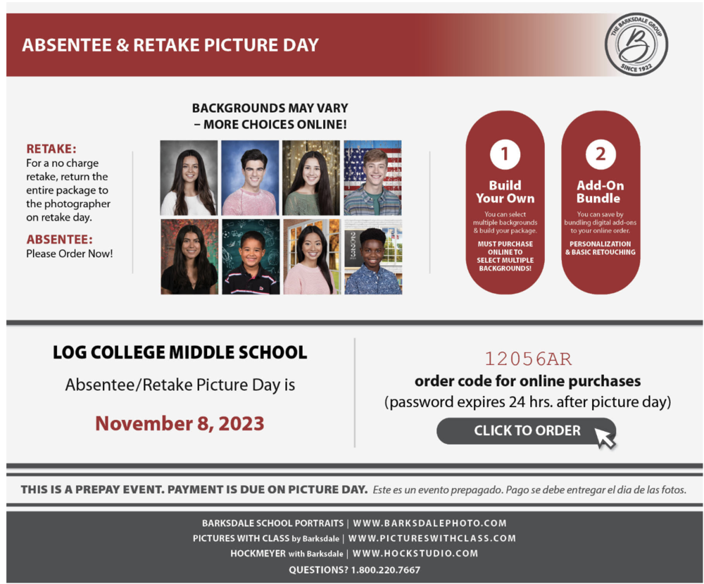 Picture Retakes | Log College Middle School